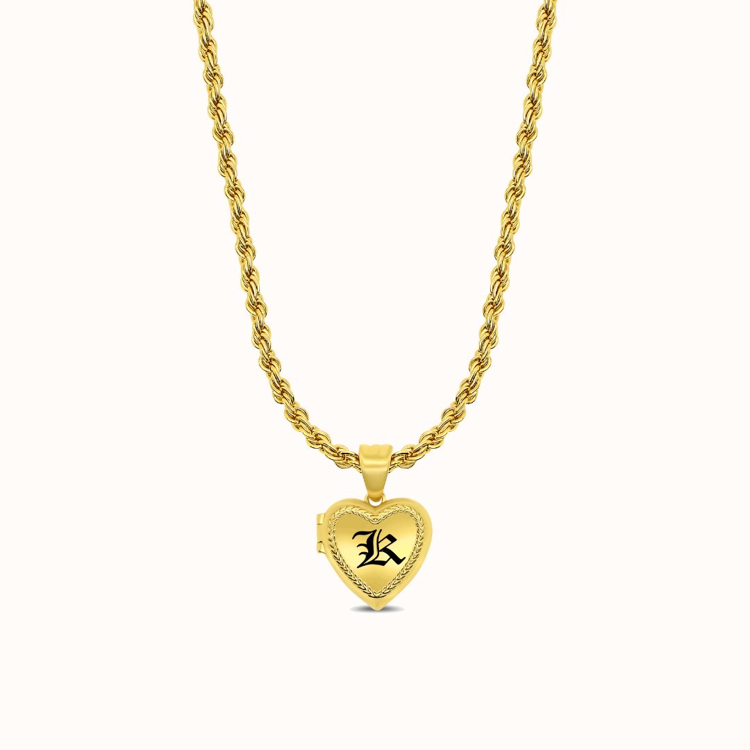 Maile Border Heart-Shaped Initial Locket – Ka Ohana Jewelry